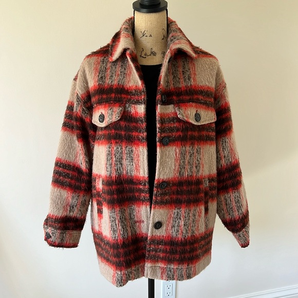 Zara | Jackets & Coats | Zara Oversized Wool Blend Shirt Jacket Shacket ...